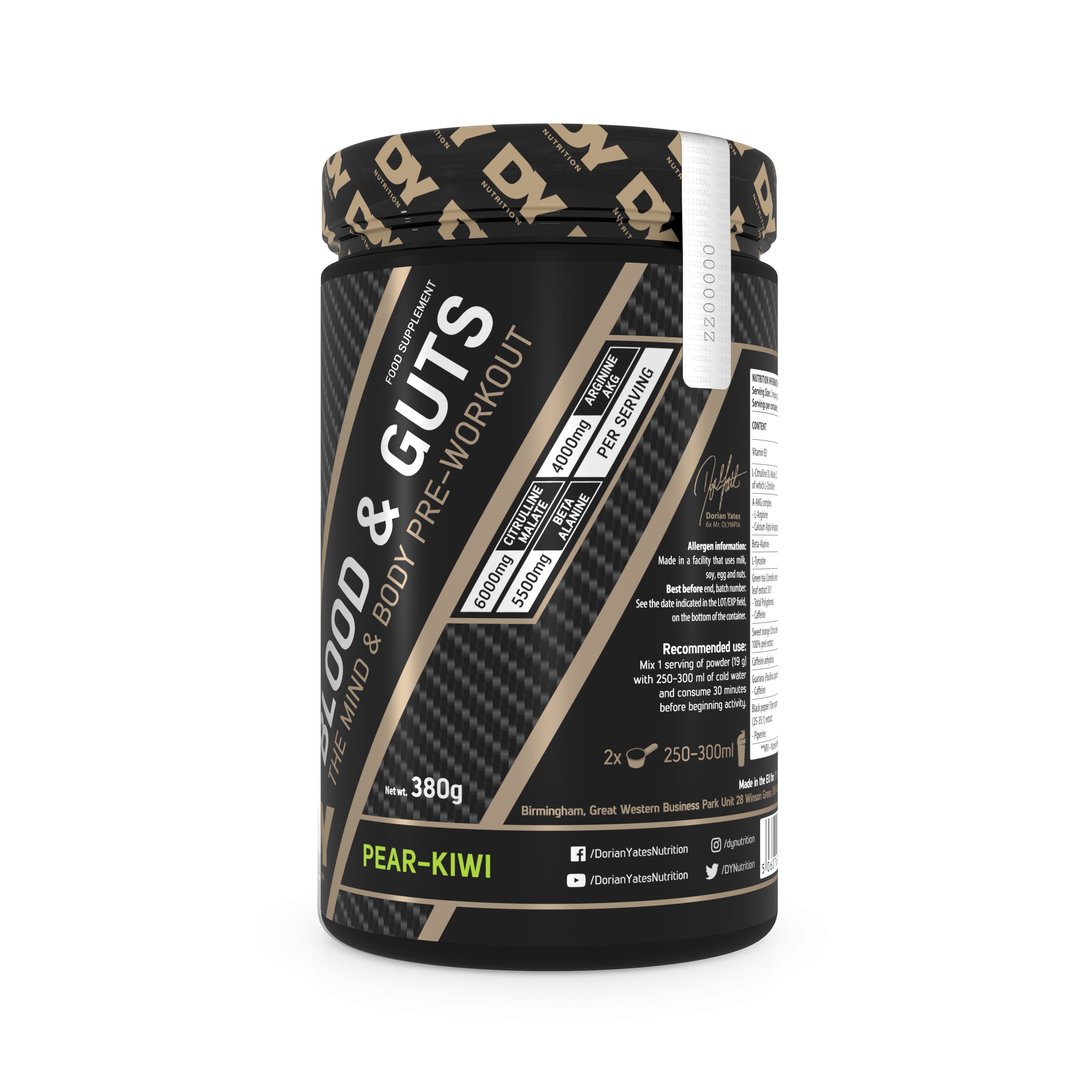 Pre-Workout Blood and Guts 380g - 20 Servings – DY Nutrition Worldwide